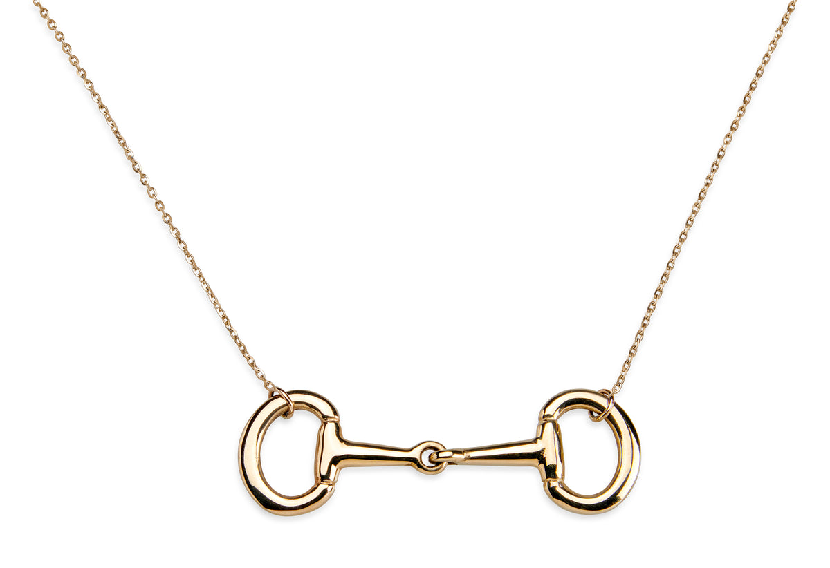 Large Snaffle Bit Necklace - Hinged, 14k Gold | Rusty Brown
